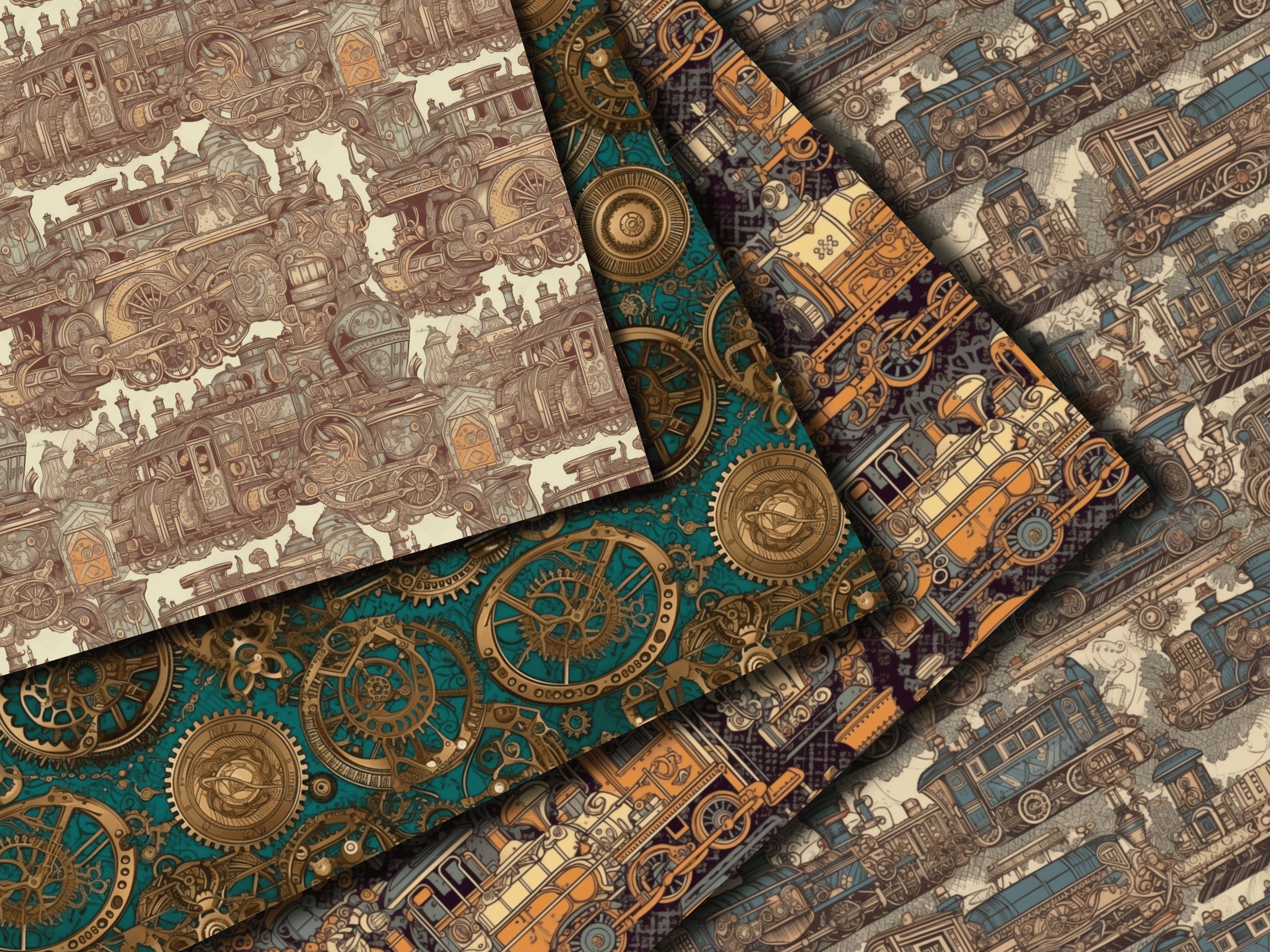 Steampunk Seamless Digital Papers Printable Paper Digital Paper ...