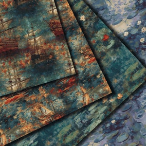 Monet Inspired Pattern Seamless Digital Papers - Printable Paper ...