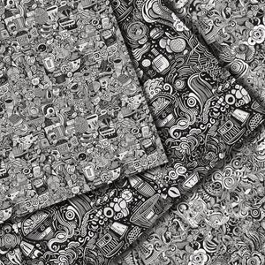 Doodle Black and White Seamless Digital Papers - Printable Paper ...