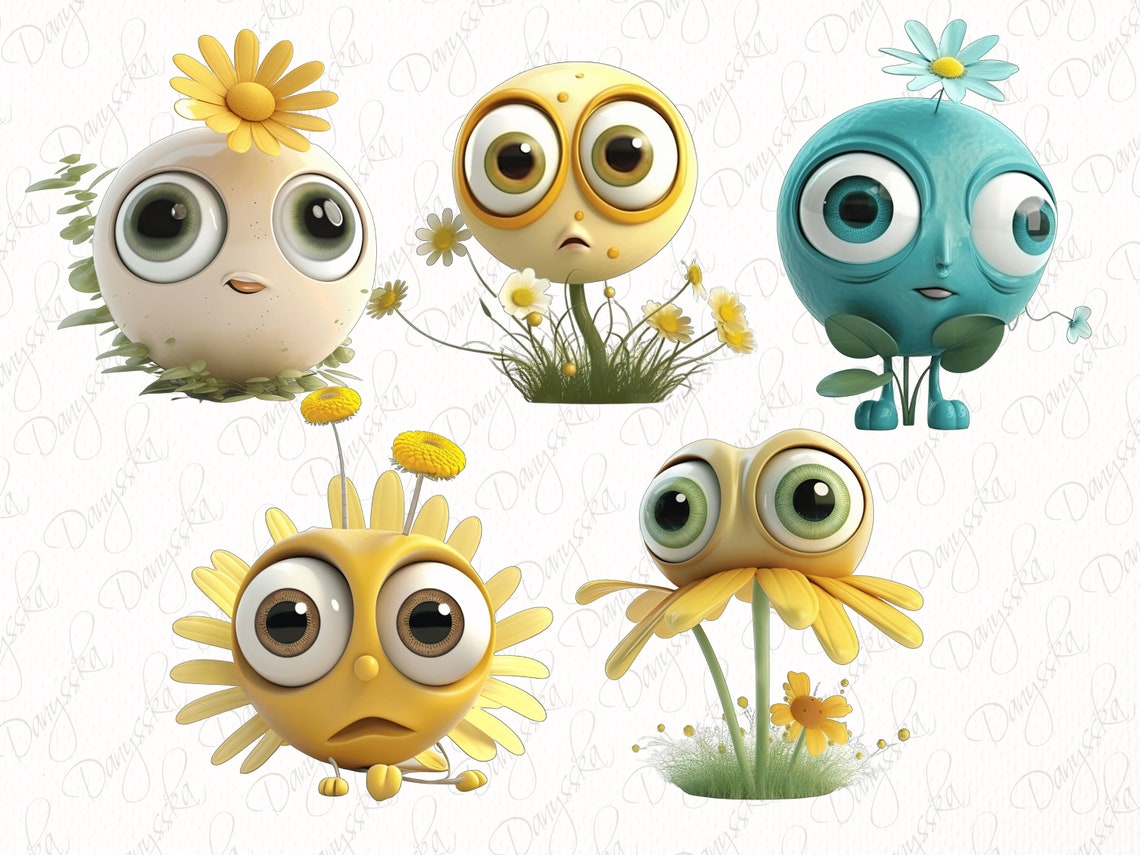 Flower Aliens Clip Art Cricut Cute Alien Clip Art Flower Cartoon ...