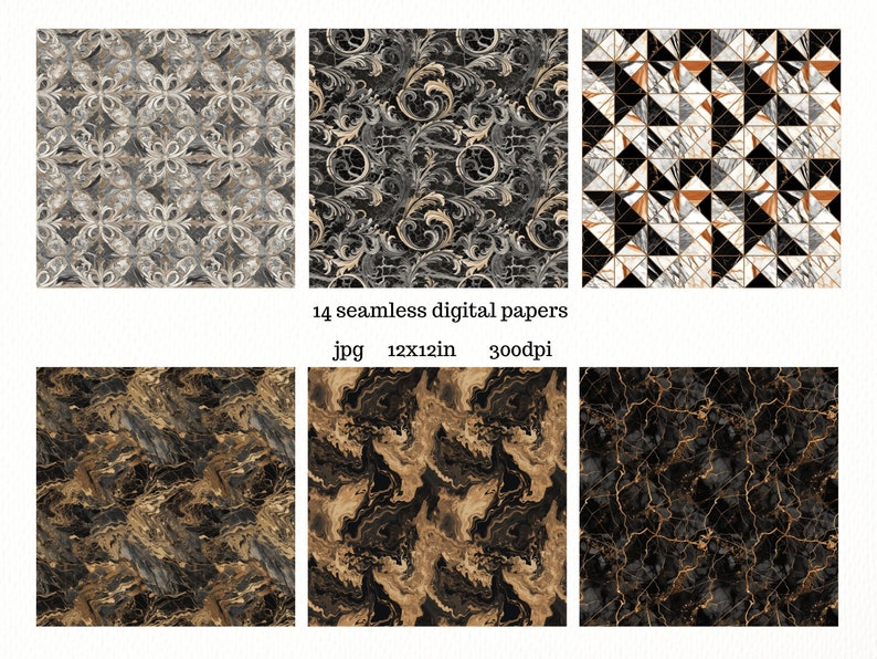 Gold Marble Seamless Digital Papers - Printable Paper - Digital Paper ...