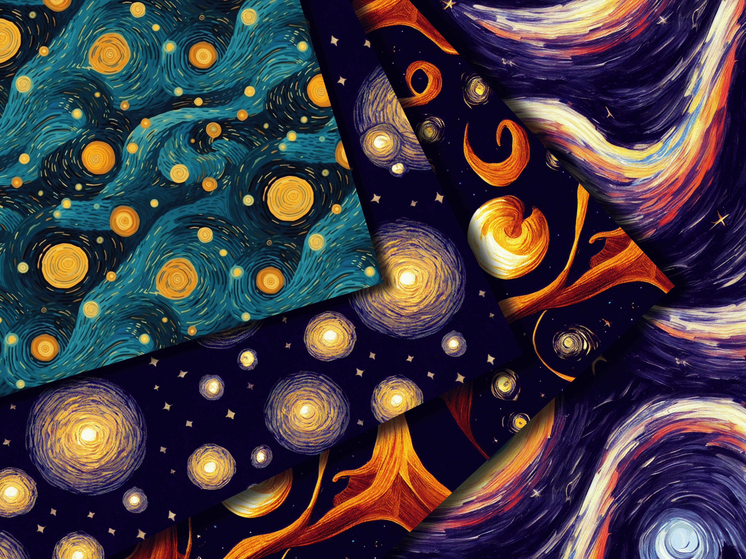 Starry Night Van Gogh Inspired Seamless Digital Papers - Printable ...