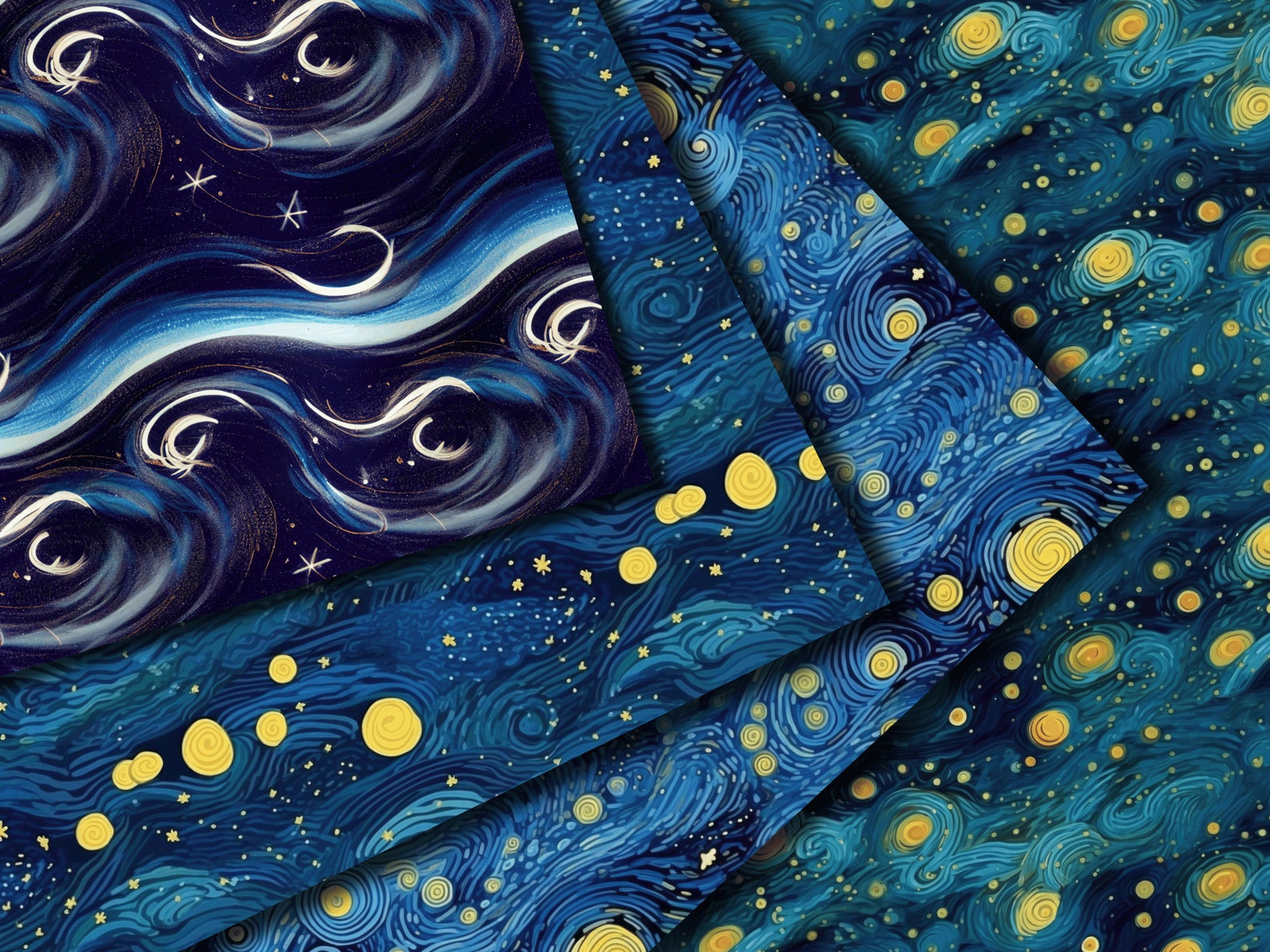 Starry Night Van Gogh Inspired Seamless Digital Papers - Printable ...