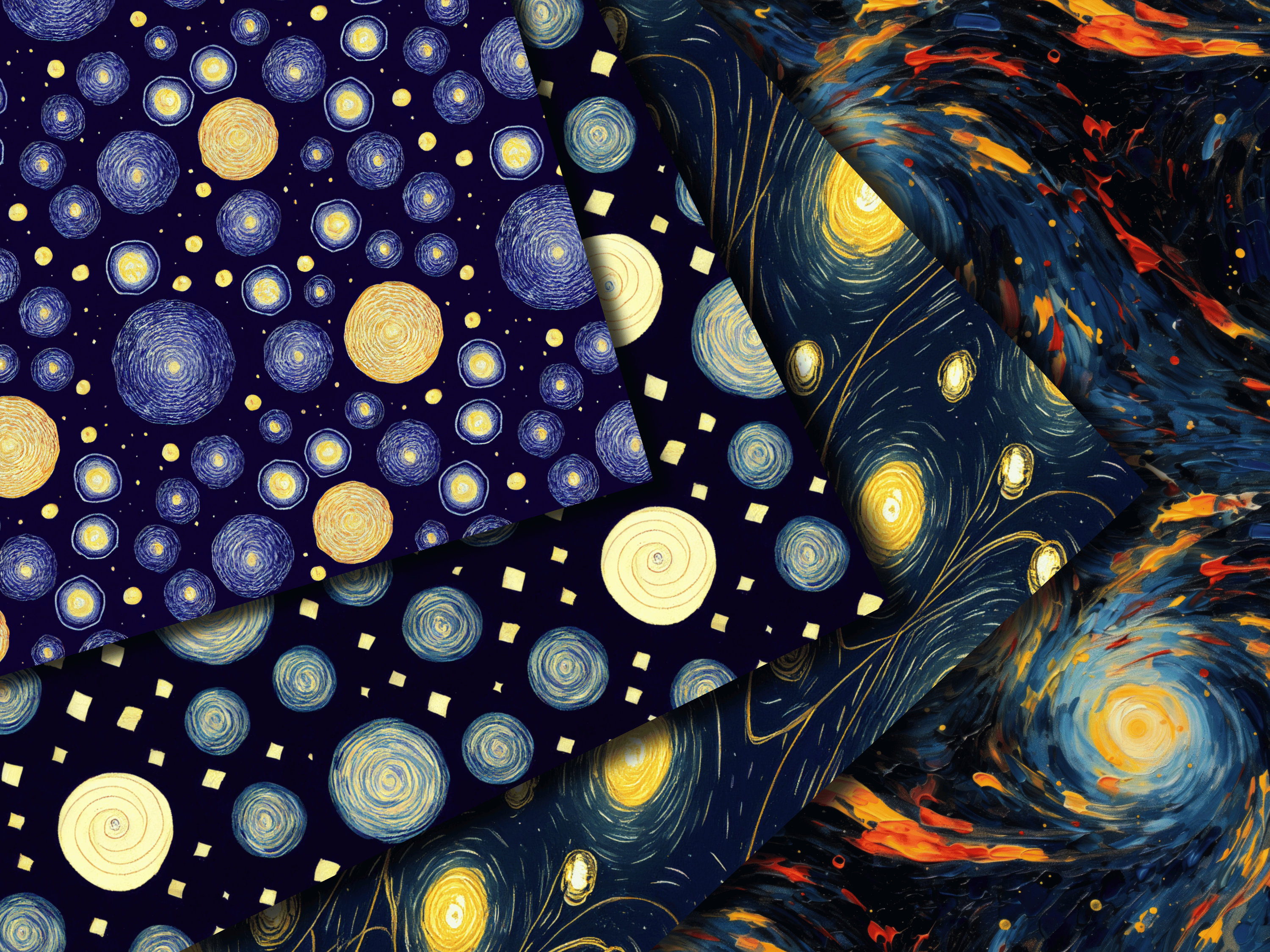 Starry Night Van Gogh Inspired Seamless Digital Papers - Printable ...