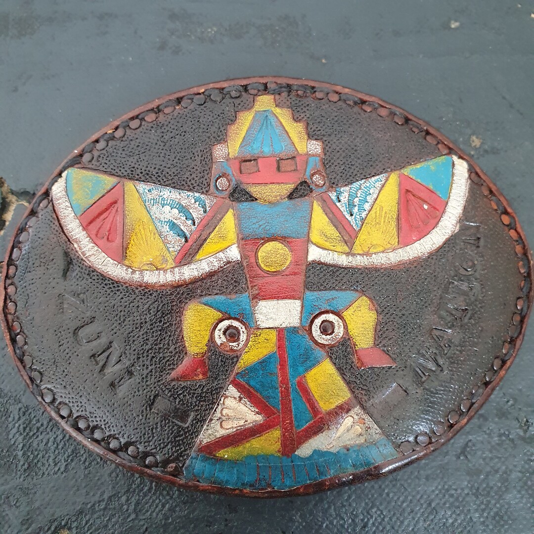 Vintage Indian Zuni Theme Handtooled Leather Collectible Handmade ...