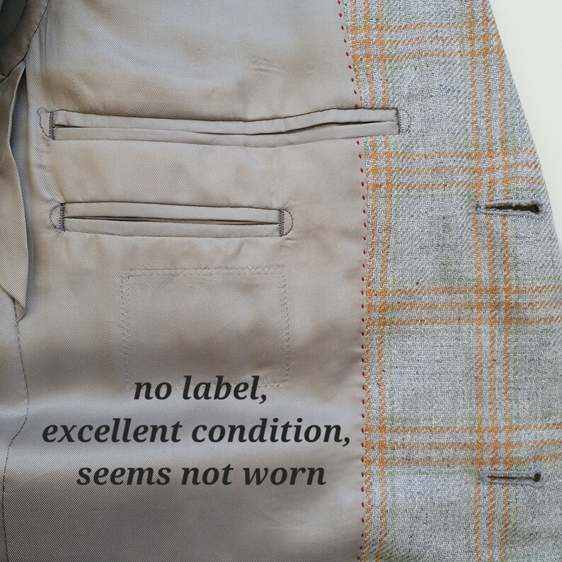 1980s Check Jacket, Size Small Unisex Plaid Grey Mustard Yellow Large ...