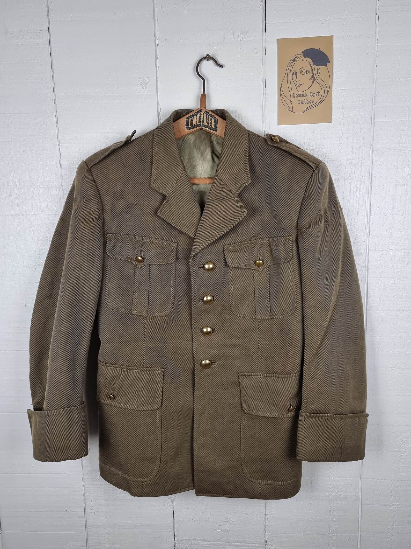 Vintage 1978 Army Jacket Size Sm Twill French Military Jacket Utah ...