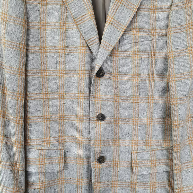 1980s Check Jacket, Size Small Unisex Plaid Grey Mustard Yellow Large ...
