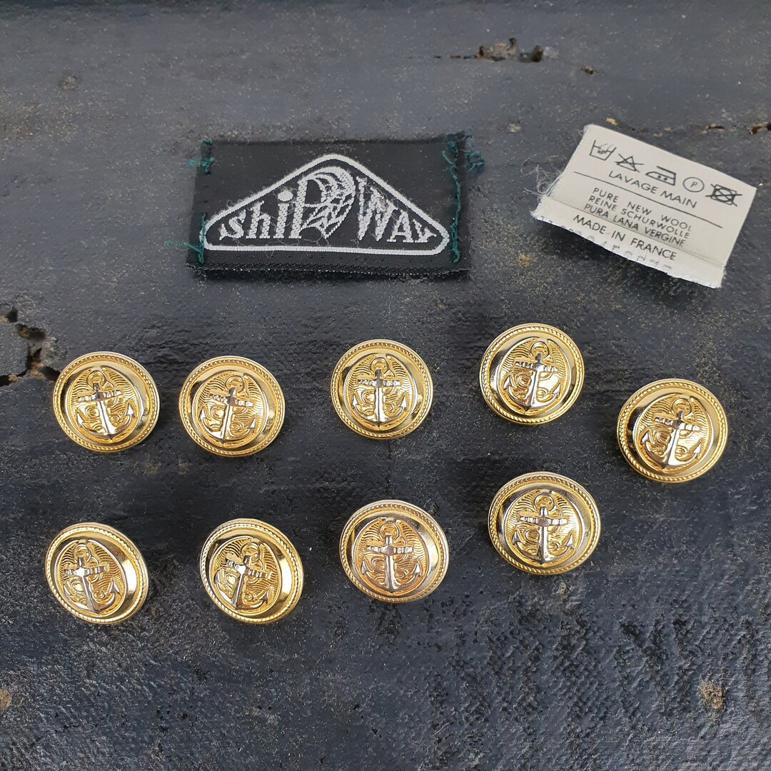 Vintage Blazer Buttons Gold Coloured Cardigan Buttons Ship Way France ...