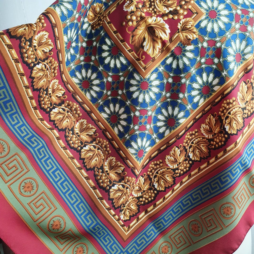 Vintage Scarf Geometric Pattern Classical Greek Emmanuel Laurent Paris ...