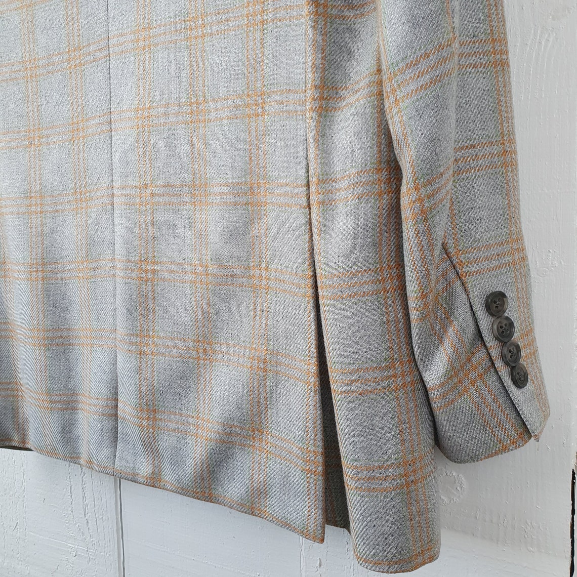 1980s Check Jacket, Size Small Unisex Plaid Grey Mustard Yellow Large ...