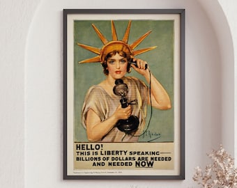 Hello, This is Liberty Speaking Vintage Poster Poster Paper or Canvas ...