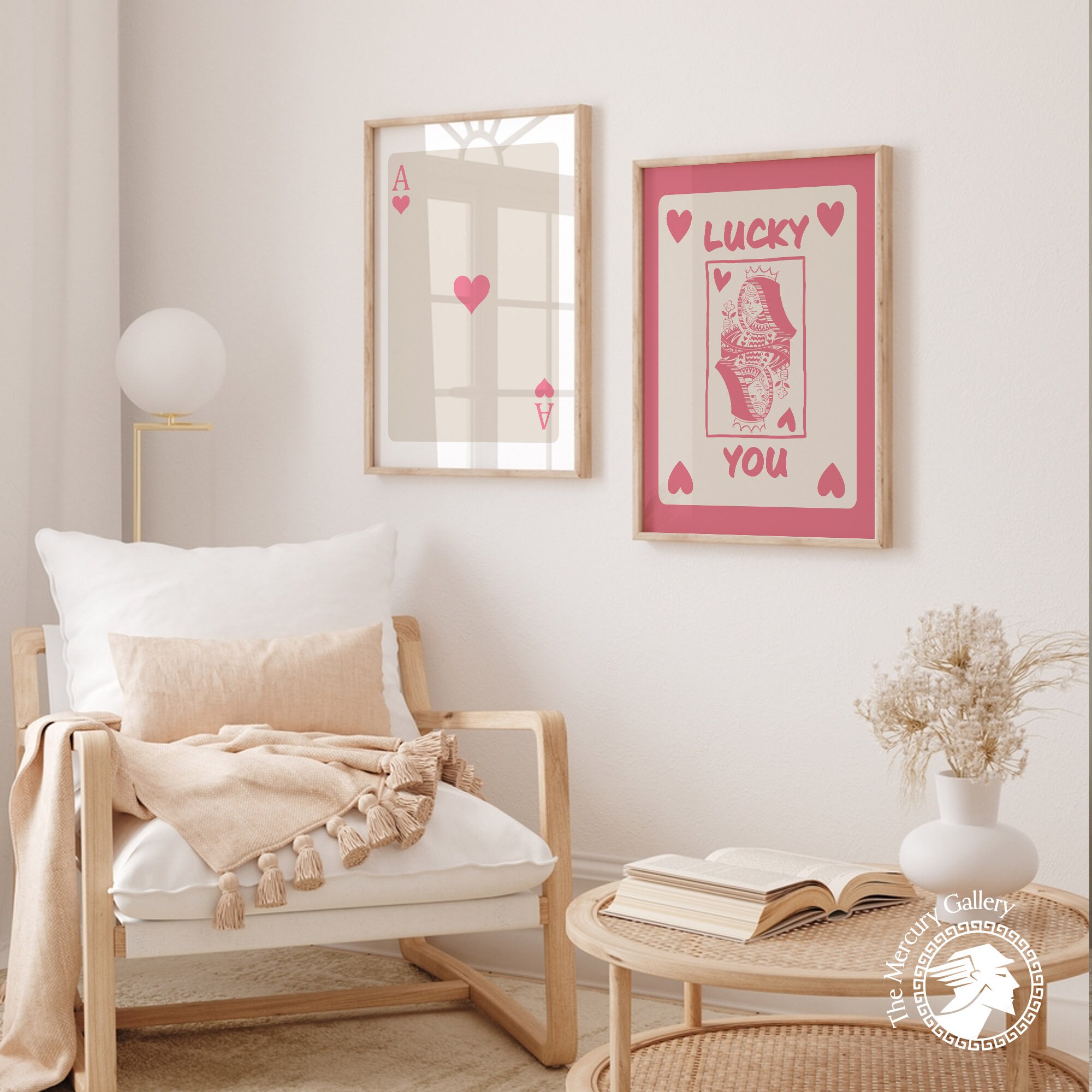 Pink Ace Card Poster Lucky You Print Set of 2 Retro Trendy - Etsy