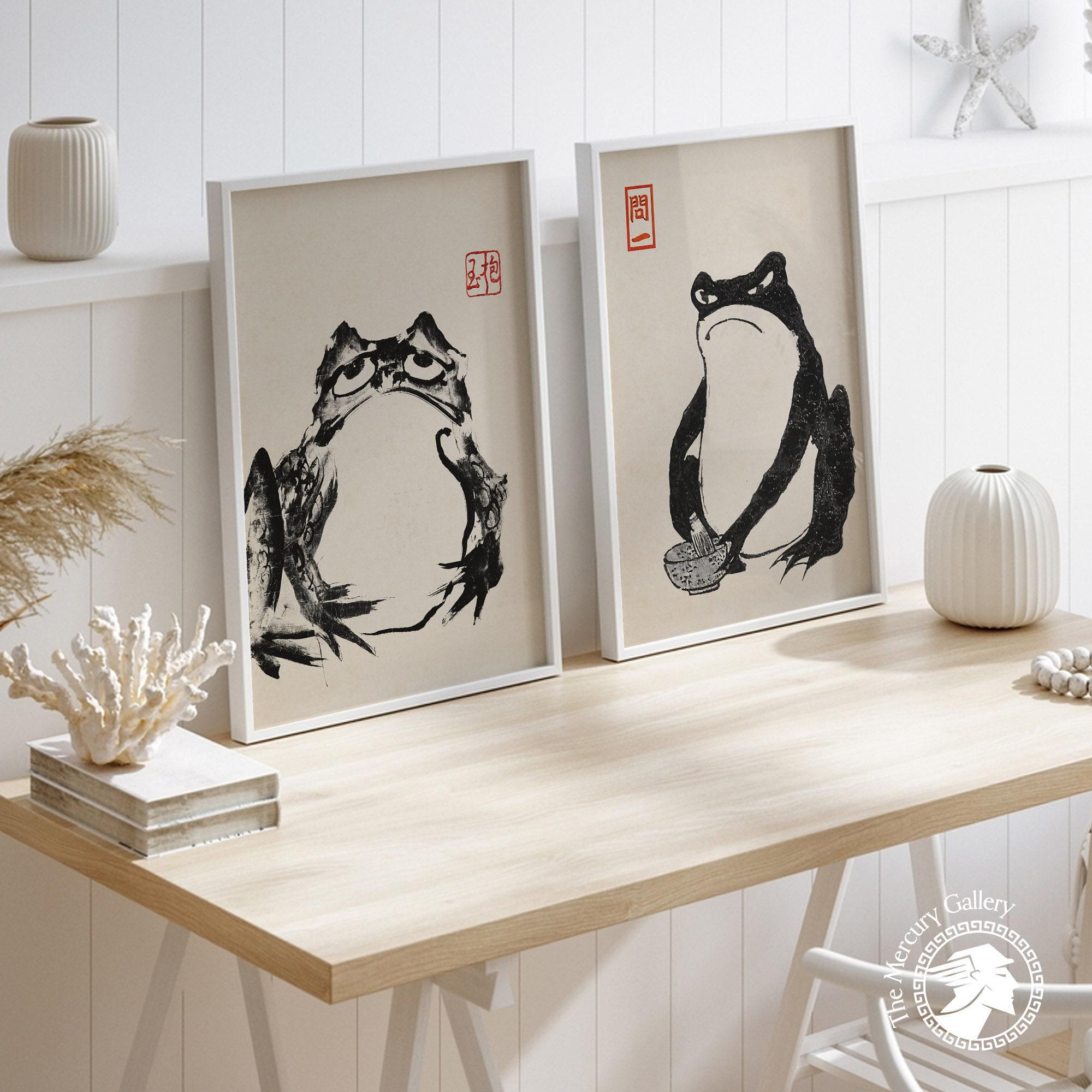 Japanese Set of 2 Frog Posters, Japanese Frog Prints, Japanese Decor ...