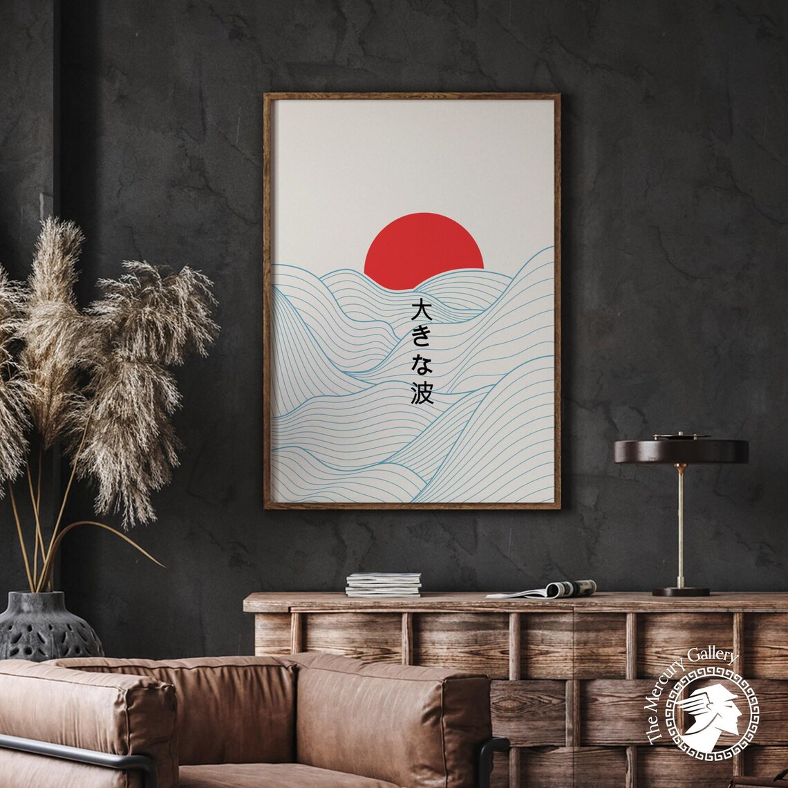 Japanese Sunset Print, Ocean Sunset Poster, Waves Line Art Print ...