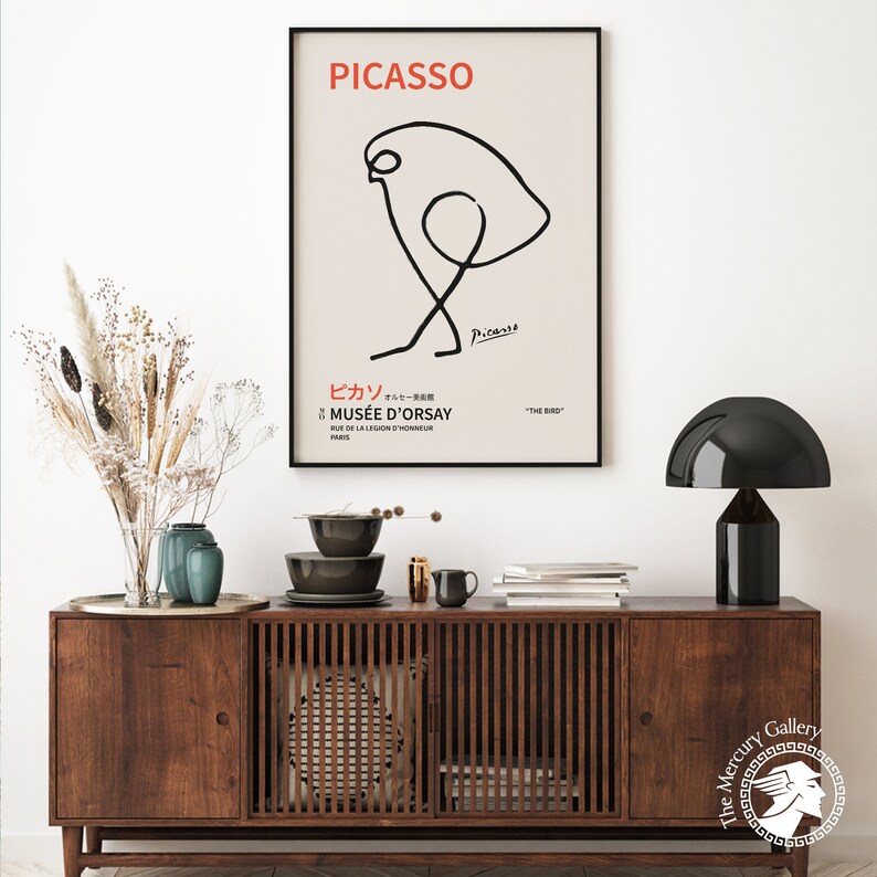 Picasso Bird Minimalist Line Drawing Vintage Poster High - Etsy