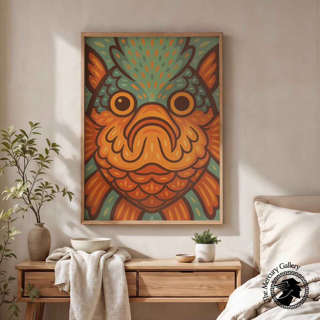 Colorful Fish Face Art Print, Modern Ocean Creature Decor - Etsy