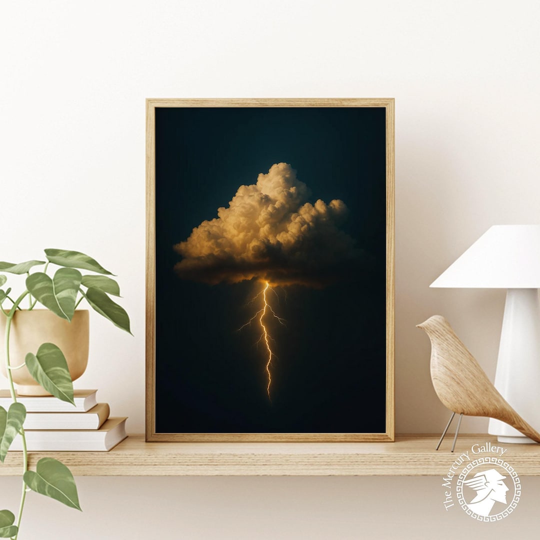Lightning Storm Wall Art Print With Dramatic Cloud and Thunderbolt ...
