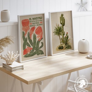 Mexican Set of 2 Posters, Cactus Set Prints, Mexican Decor, Latin ...