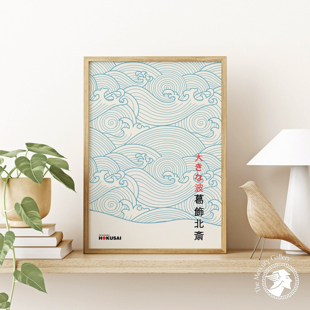 Hokusai Waves Print, Waves Line Art Print, Japanese Waves Art, Great ...