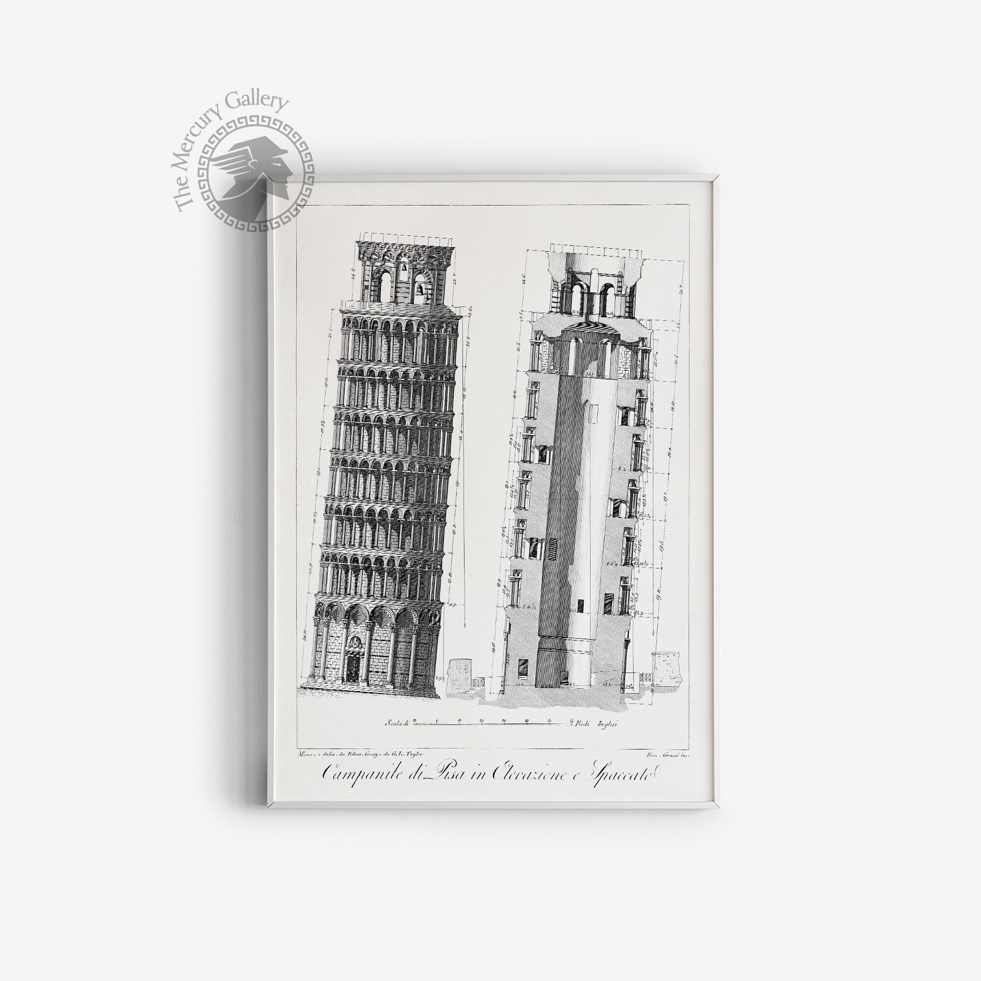 Leaning Tower of Pisa Print Vintage Architecture Poster - Etsy