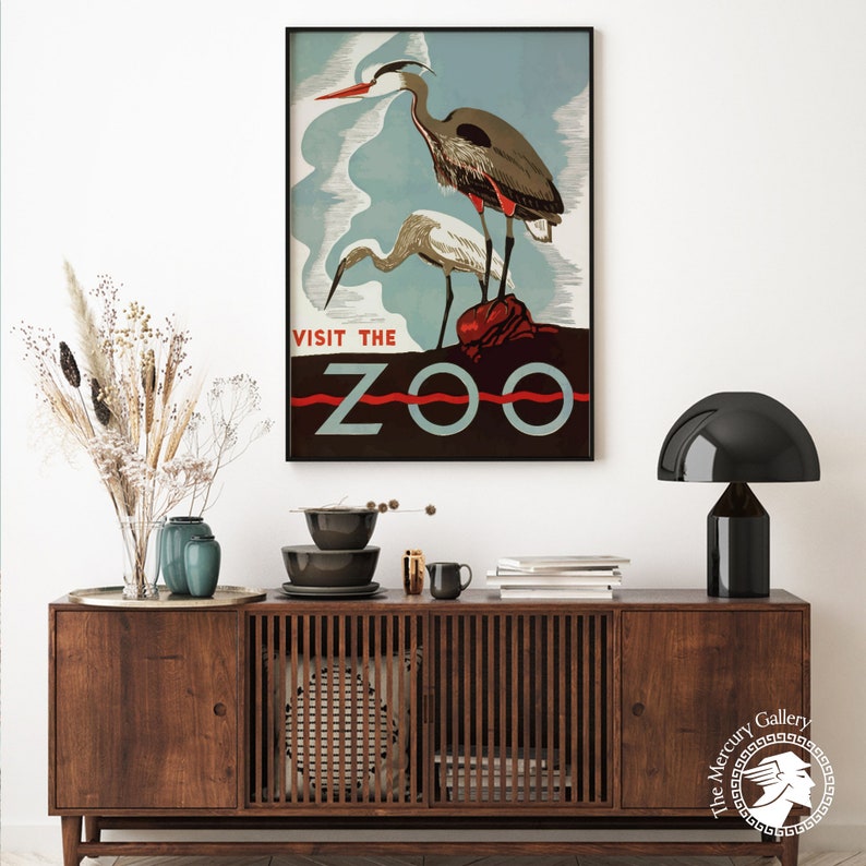 Vintage Zoo Poster Travel Art Poster Vintage Travel Print - Etsy