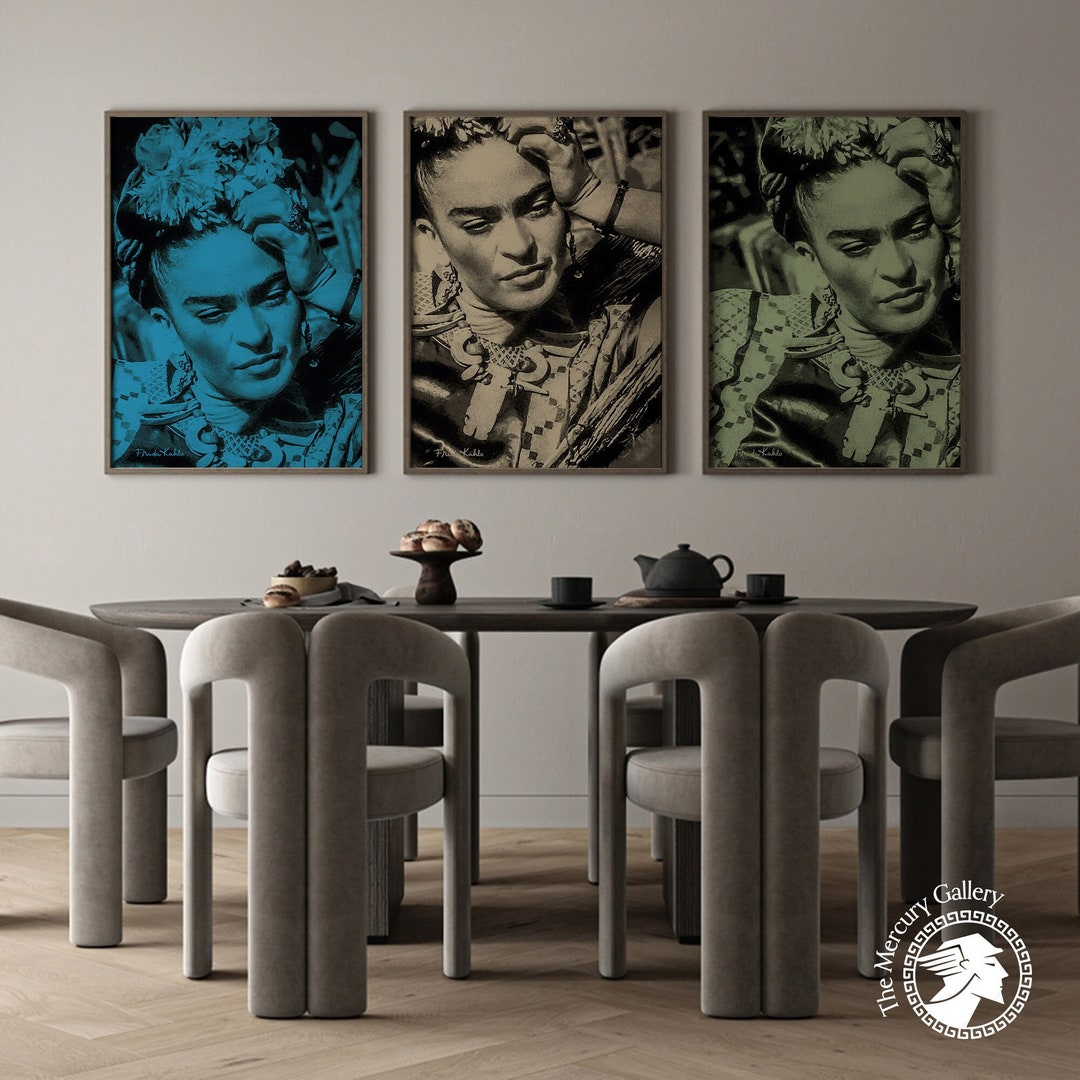 Frida Kahlo 3er Set, Mexikanische Künstlerin Selbstportrait, Retro Wand ...