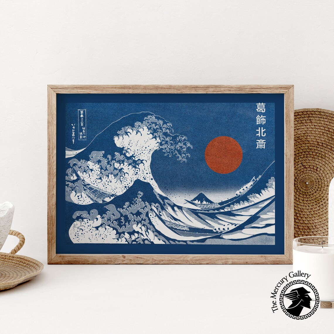 The Great Wave off Kanagawa Big Wave Navy Blue Print Ocean - Etsy