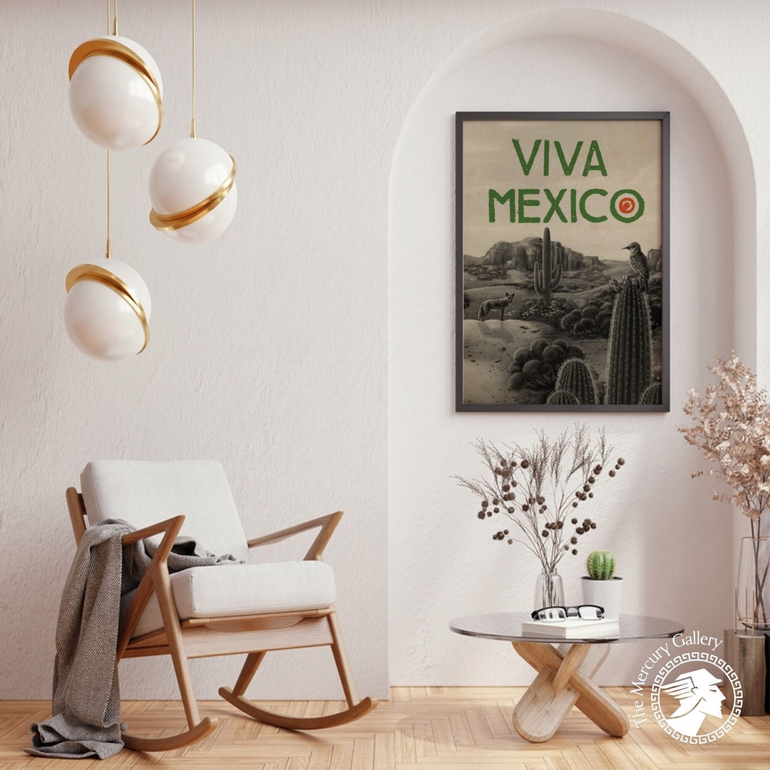 Viva Mexico Poster, Cactus Print, Mexico Travel Poster - Etsy