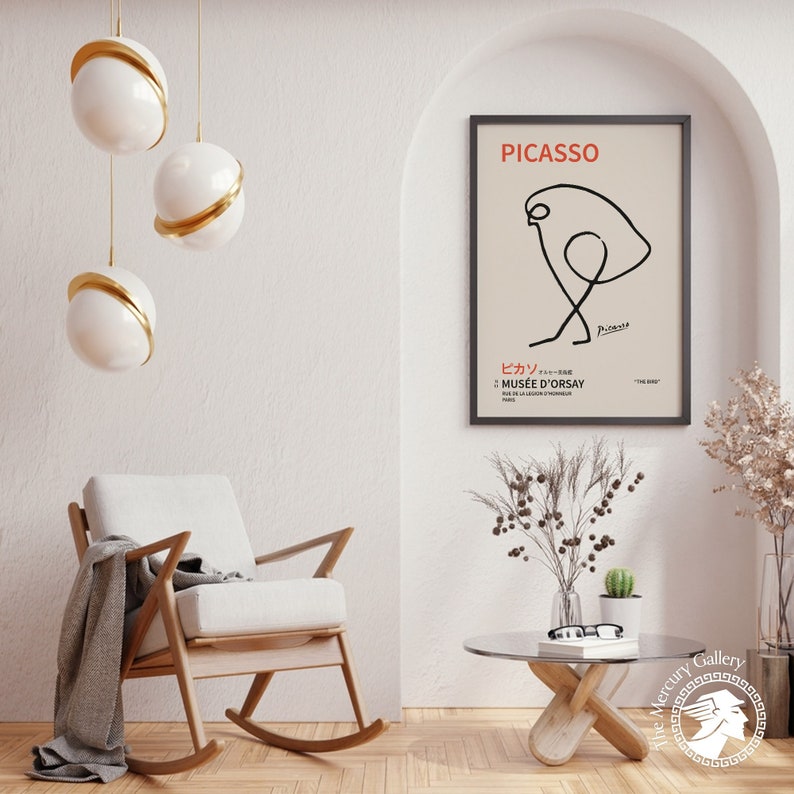 Picasso Bird Minimalist Line Drawing Vintage Poster High - Etsy