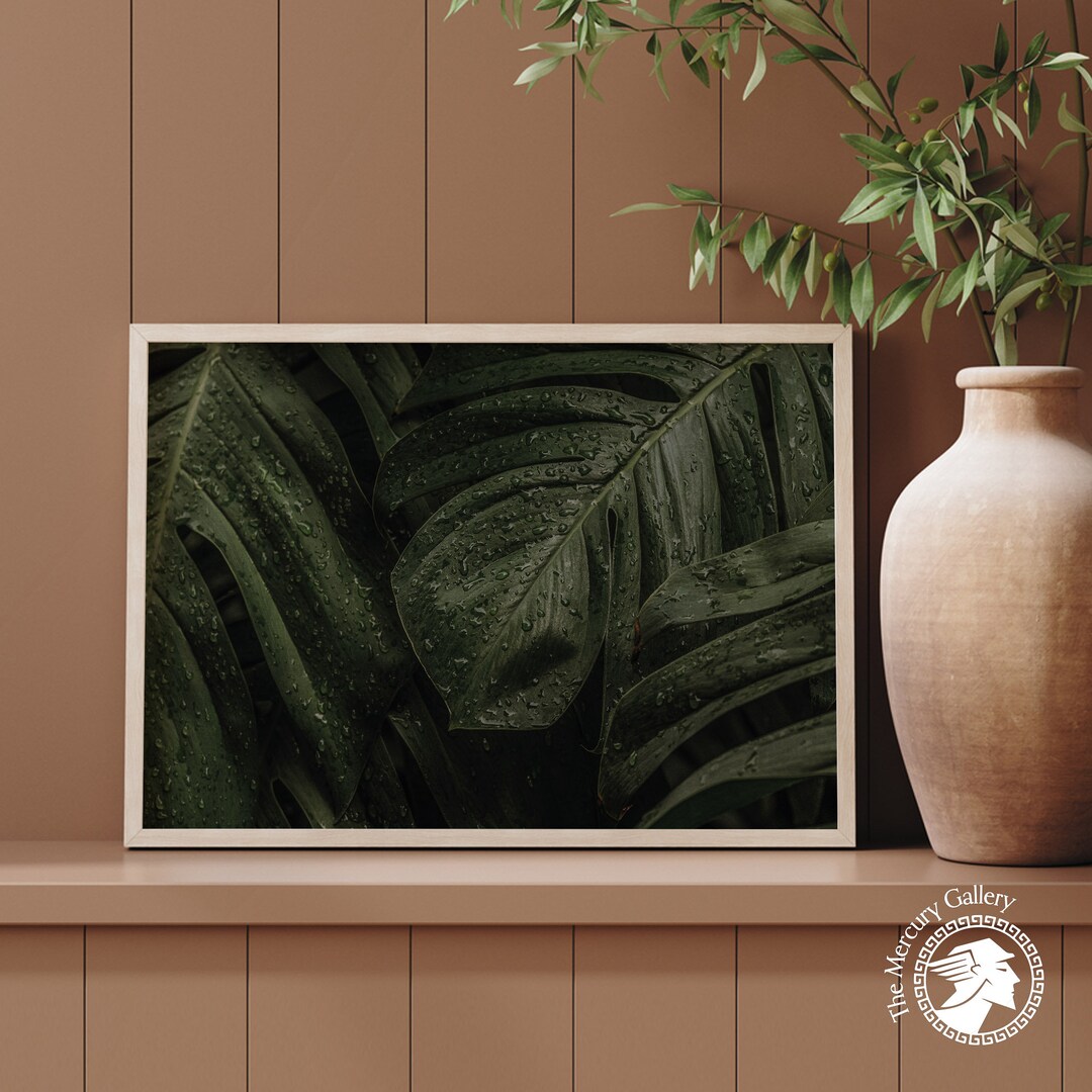 Dark Green Wall Art, Green Leaves Pictures, Jungle Wall Decor, Tropical ...
