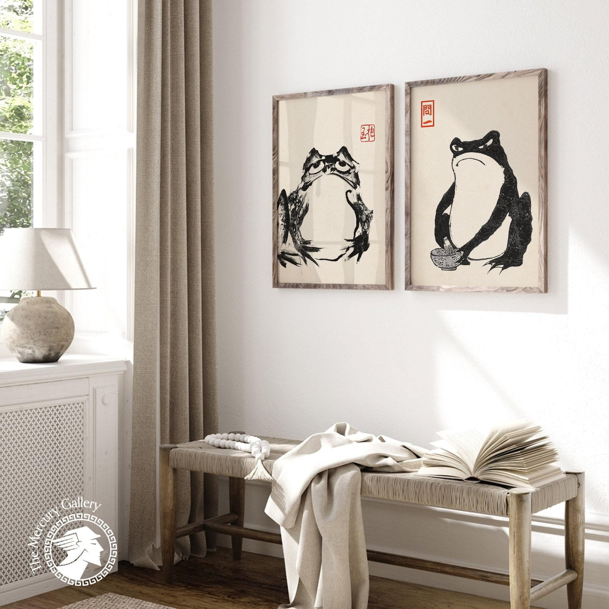 Japanese Set of 2 Frog Posters, Japanese Frog Prints, Japanese Decor ...