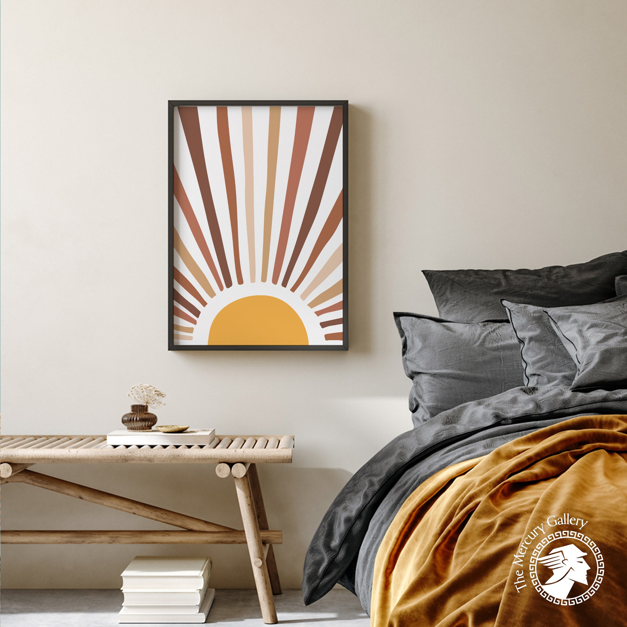 Minimal Line Sunset Poster Boho Home Decor Neutral Print - Etsy