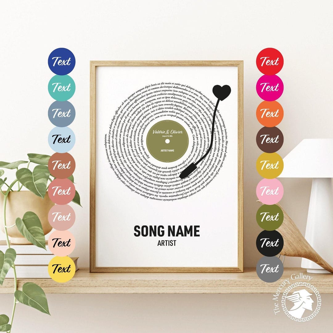 Custom Song Lyrics Print, Custom Color Poster, Valentine's Day Poster ...