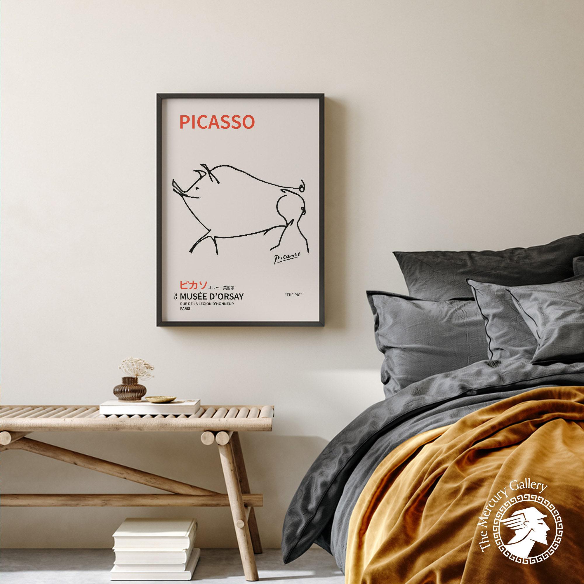 Picasso - Pig, Line Drawing Bedroom Art Print, Vintage Poster, High ...