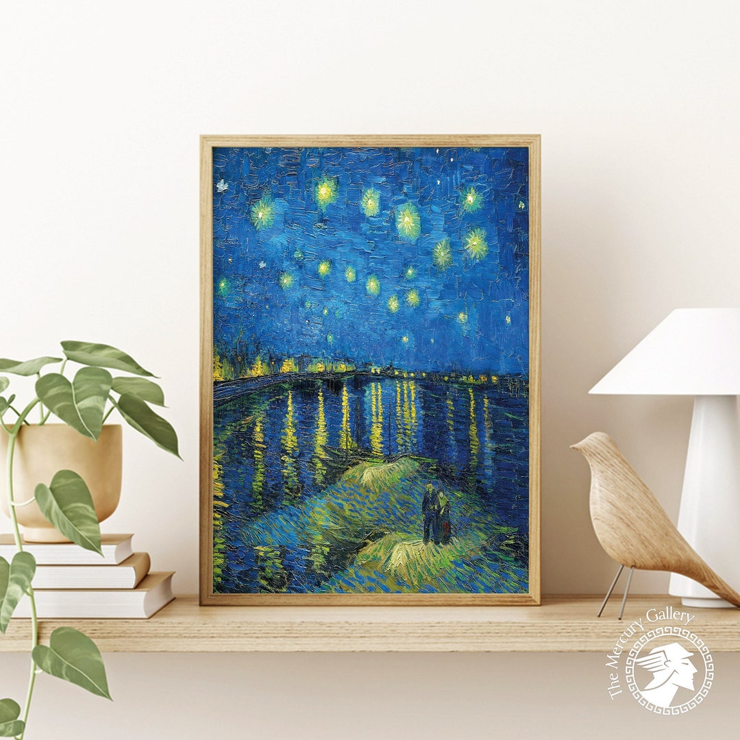 Vincent Van Gogh Starry Night Over Rhone Poster, Van Gogh Impressionist ...