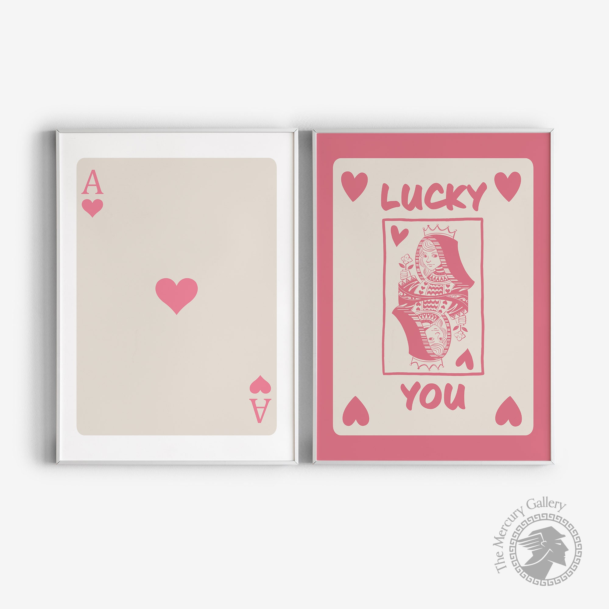 Pink Ace Card Poster Lucky You Print Set of 2 Retro Trendy - Etsy