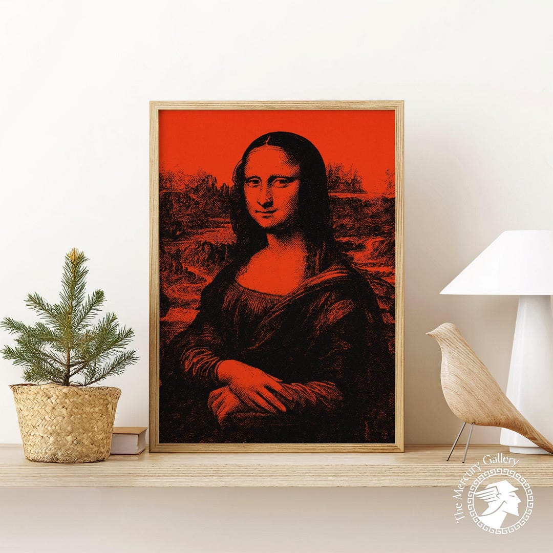 Red Mona Lisa Pop Art Poster – Modern Wall Print – Bold Contemporary ...
