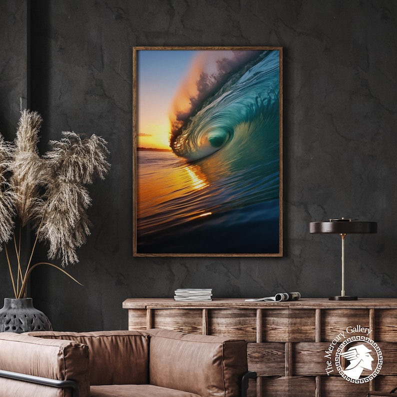 Sunset Ocean Wave Print: Coastal Surf Photography Wall Art - Etsy