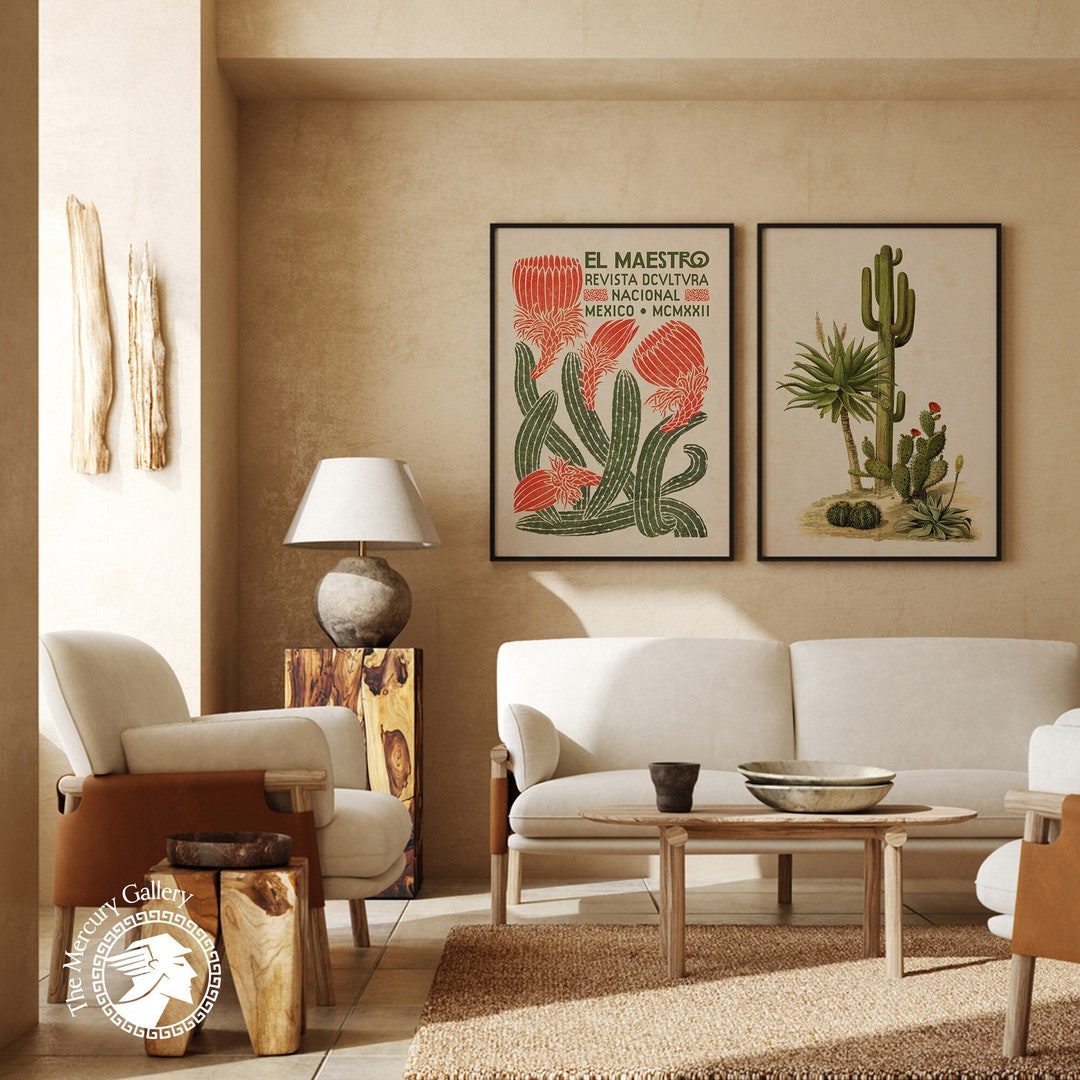 Mexican Set of 2 Posters, Cactus Set Prints, Mexican Decor, Latin ...