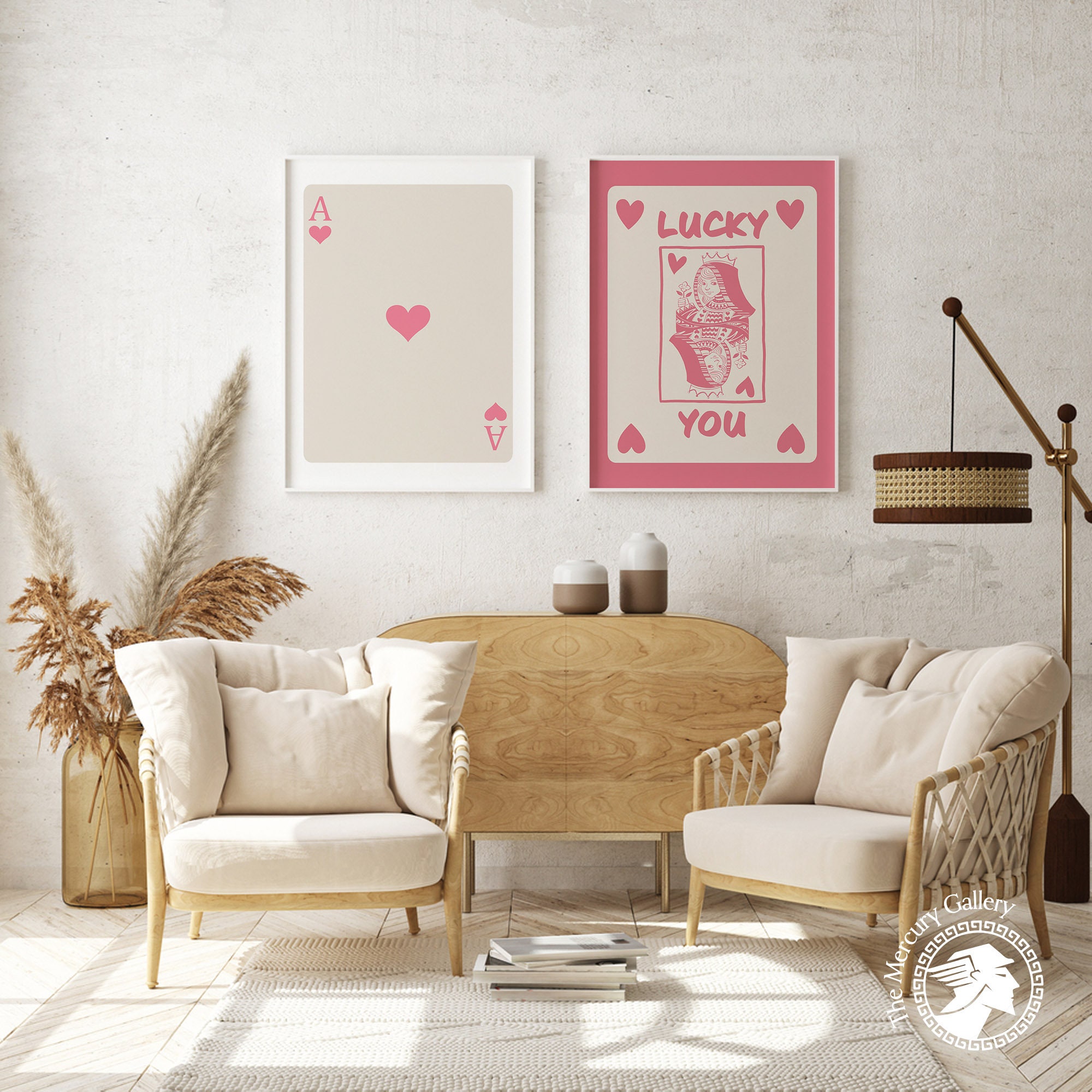 Pink Ace Card Poster Lucky You Print Set of 2 Retro Trendy - Etsy
