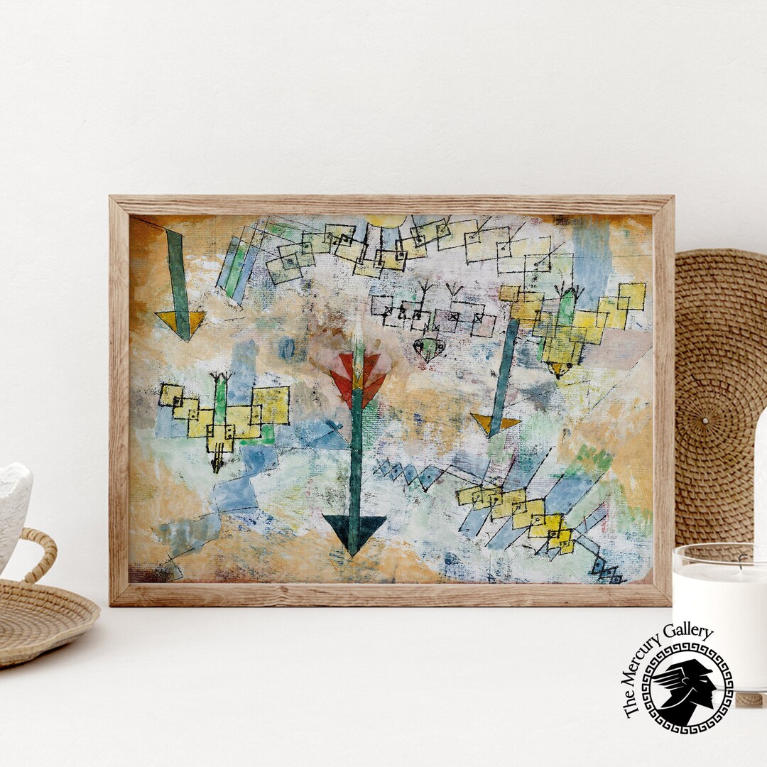 Klee Painting, Birds Swooping Down and Arrows (1919), Abstract Art, Mid ...