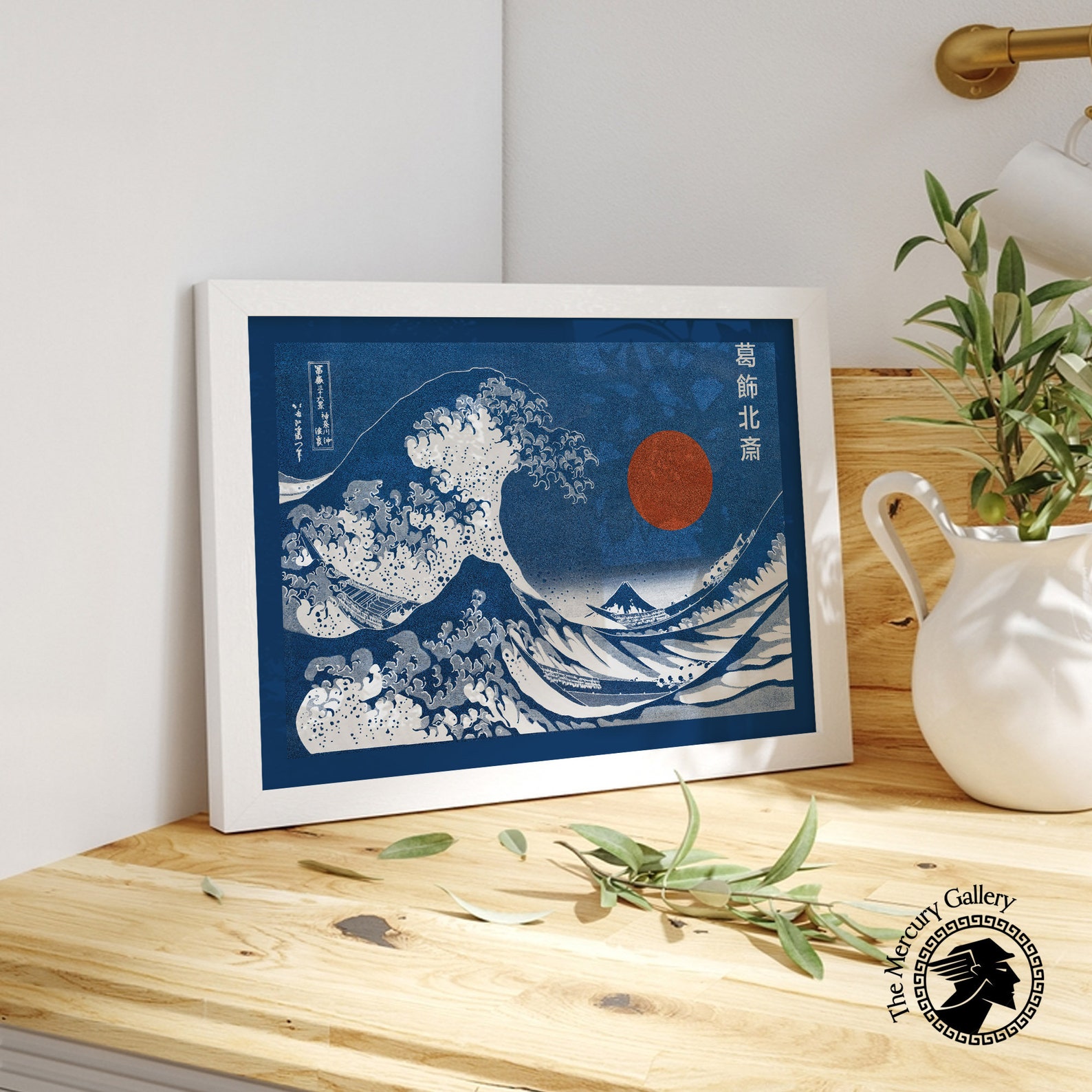 The Great Wave off Kanagawa Big Wave Navy Blue Print Ocean - Etsy