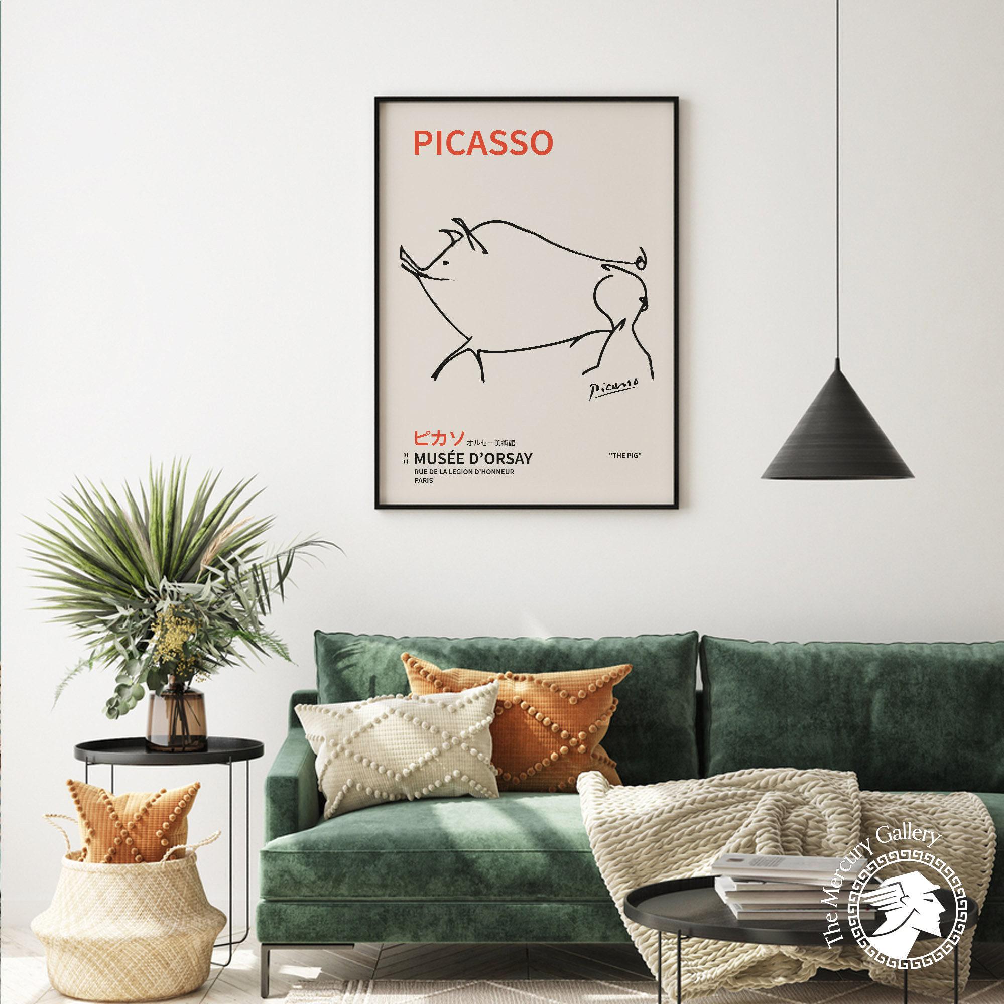 Picasso - Pig, Line Drawing Bedroom Art Print, Vintage Poster, High ...
