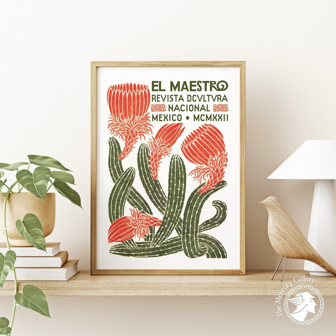 Mexican Exhibition Art Poster, Mexico Travel Poster, Vintage Wall Art ...