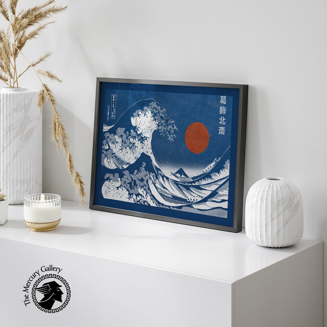 The Great Wave off Kanagawa Big Wave Navy Blue Print Ocean - Etsy