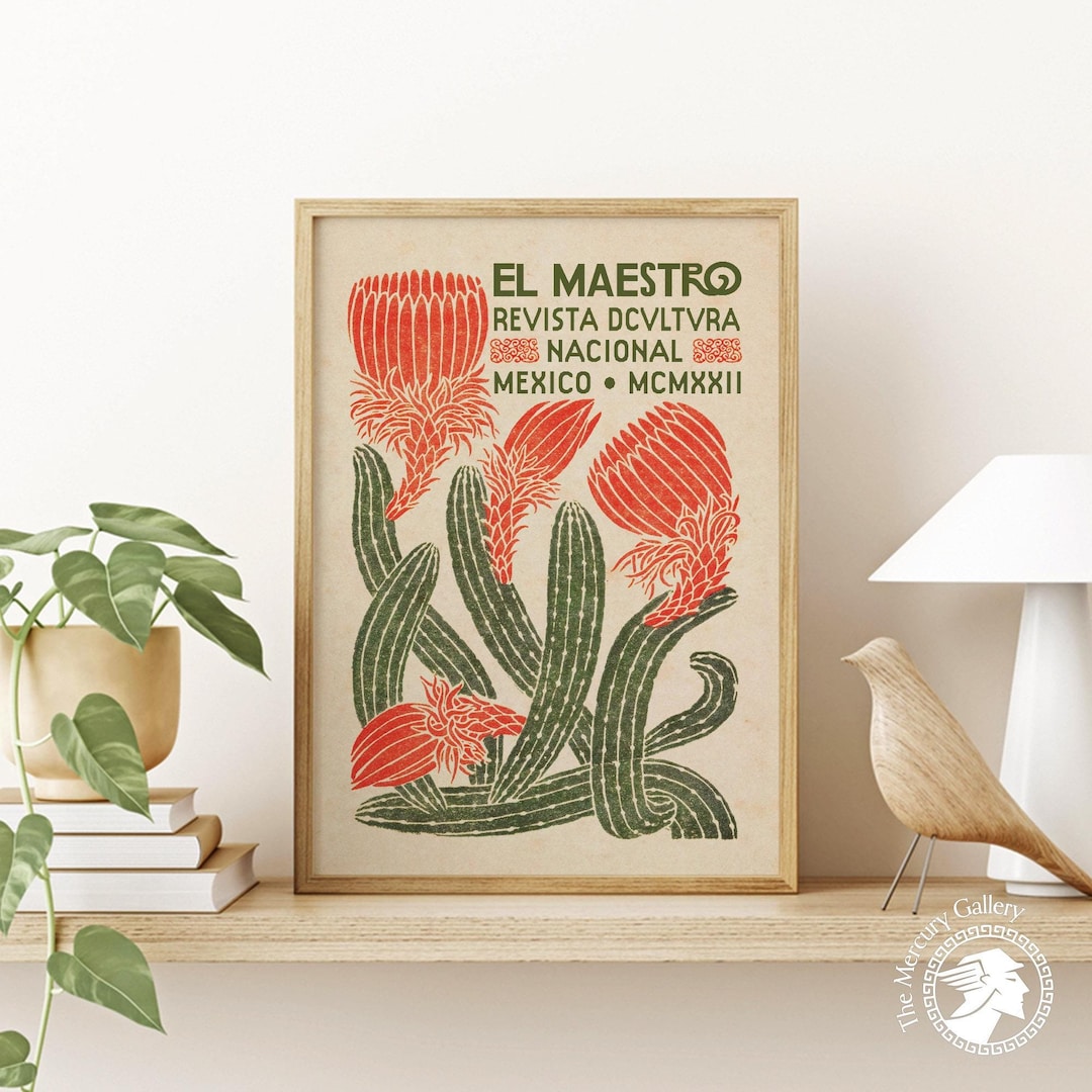 Mexican Exhibition Art Poster, Cactus Wall Art, Mexico Travel Poster ...