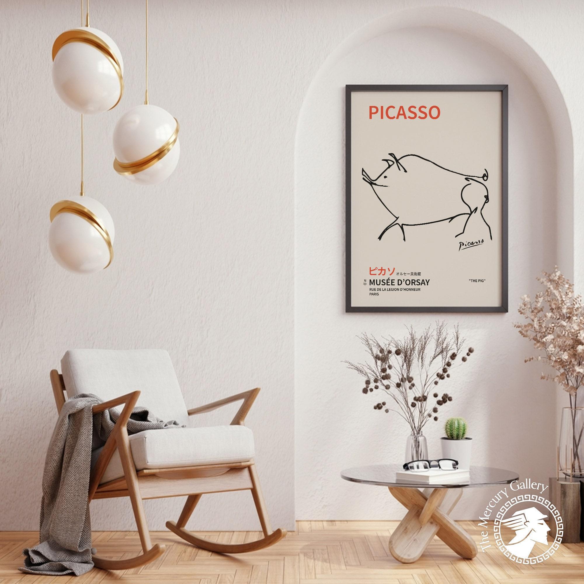 Picasso - Pig, Line Drawing Bedroom Art Print, Vintage Poster, High ...