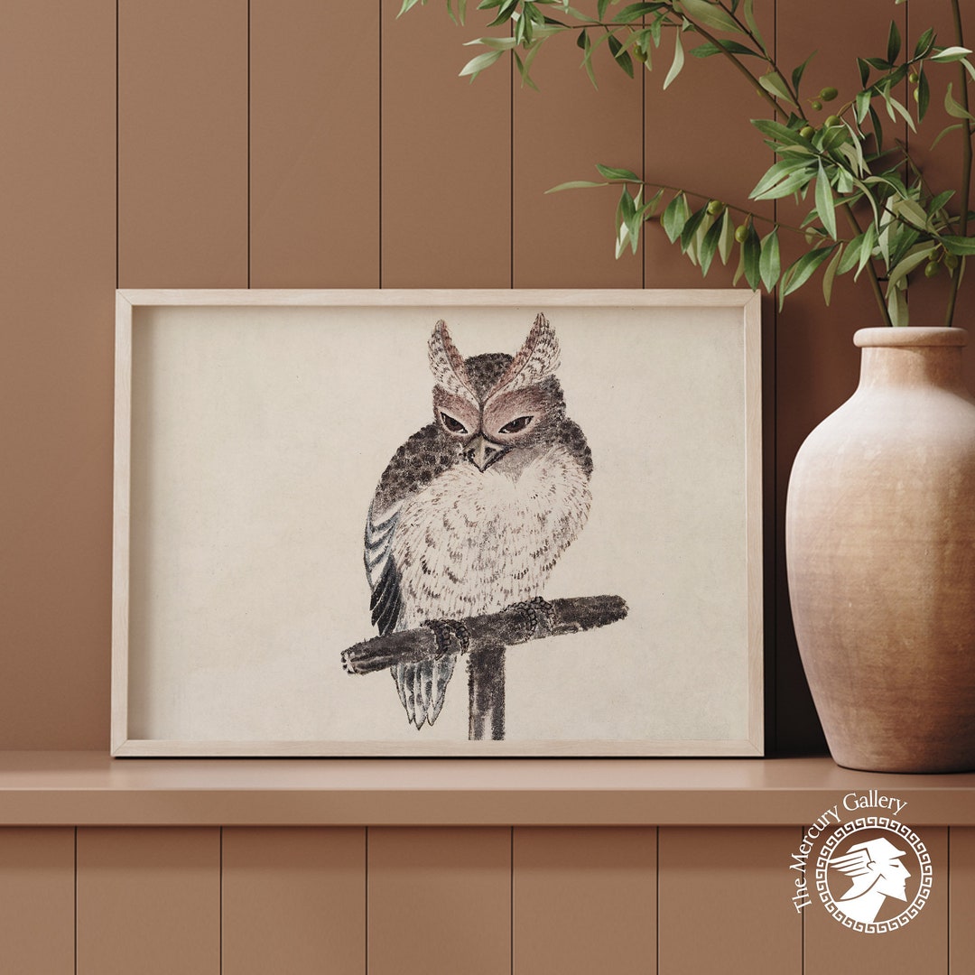 Japanese Owl Art Print, Japanese Woodblock, Katsushika Hokusai, Vintage ...
