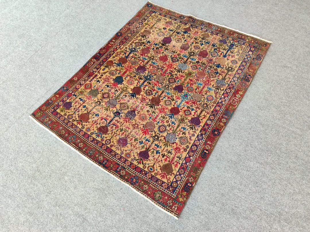 4x5 Heriz Rug Persian Rug Wool Rug 4x5 Rug for Kitchen 4x5 - Etsy